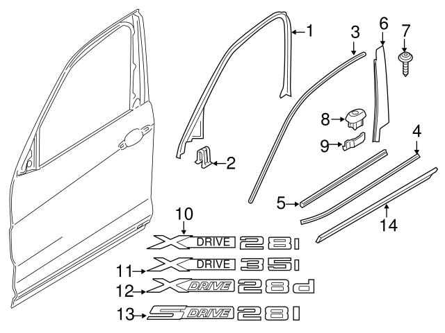 Genuine BMW 51337317906 Door Window Belt Weather Strip; Right - BMW ...