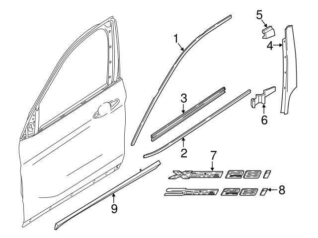 Genuine BMW 51337349641 Door Belt Molding; Left - BMW