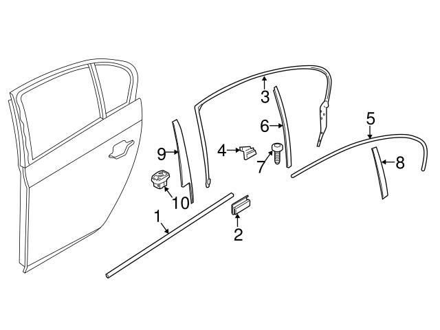 Genuine BMW 51357182291 Door Belt Molding; Left - BMW