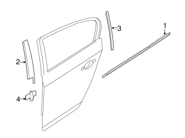 Genuine BMW 51357260544 Door Belt Molding; Rear Right - BMW