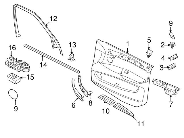 Genuine BMW 51416970168 Door Panel Handle Cover; Right - BMW