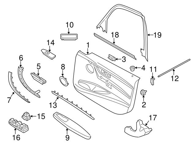 Genuine BMW 51417275487 Door Panel Handle Cover; Left, Front Left, Rear ...