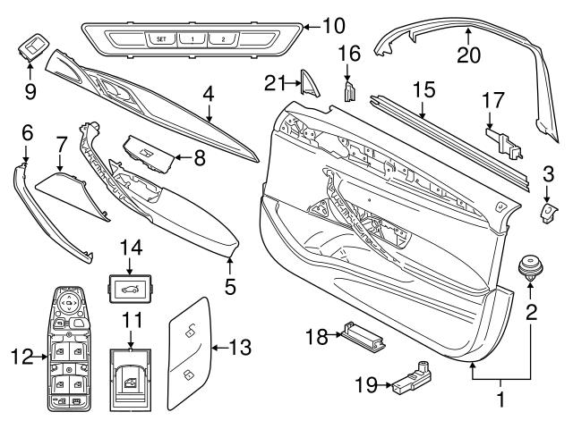 Genuine BMW 51417438587 Door Window Switch Bezel; Left - BMW