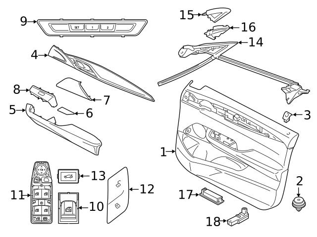 Genuine BMW 51417466309 Door Switch Trim Panel; Left - BMW