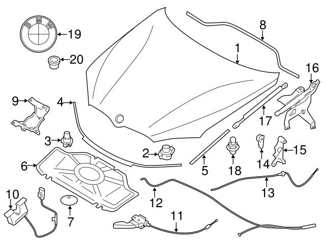 Genuine BMW 51437284598 Hood Release Handle Bracket - BMW