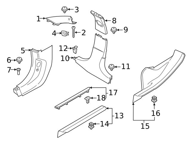 Genuine BMW 51437482292 Kick Panel Trim; Right - BMW