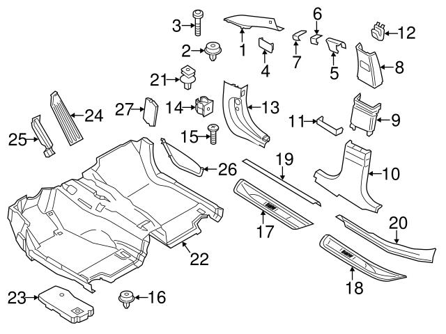 Genuine BMW 51477193474 Door Trim Sill Plate Insert Clip; Right - BMW