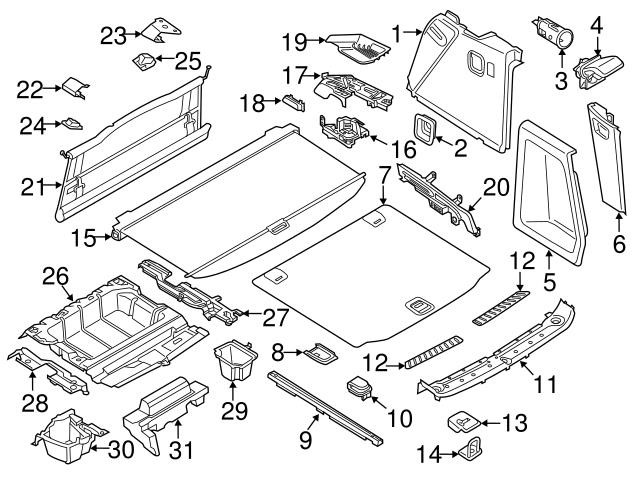 Genuine BMW 51477396584 Trunk Trim Panel; Rear Right - BMW