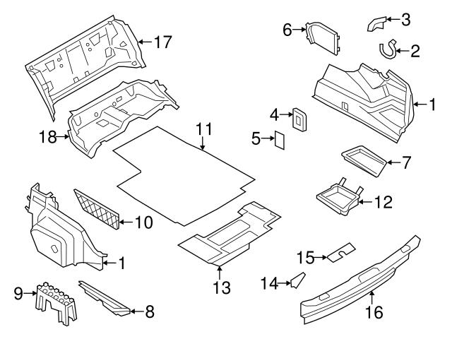 Genuine BMW 51477903908 Trunk Trim Panel; Right Rear, Rear Right Rear - BMW