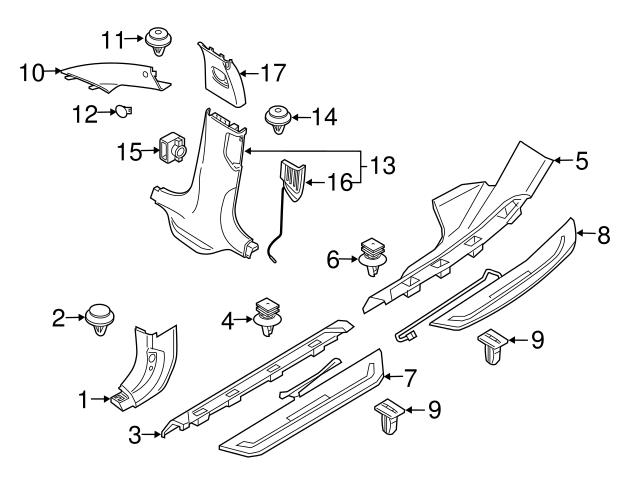 Genuine BMW 51478061056 Door Trim Sill Plate Insert; Left Front, Right ...
