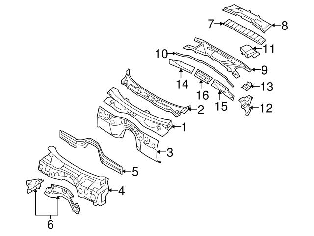 Genuine BMW 51486961211 Cowl Insulator; Right Lower, Lower - BMW ...
