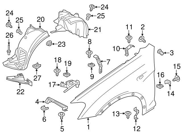 Genuine BMW 51627354678 Fender Liner Extension; Right - BMW