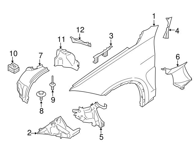 Genuine BMW 51647294552 Fender Bracket; Right Upper - BMW