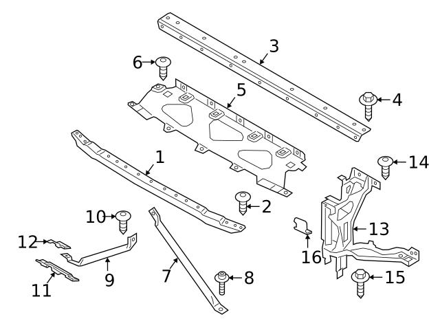 Genuine BMW 51647445102 Radiator Support Panel Brace; Right - BMW