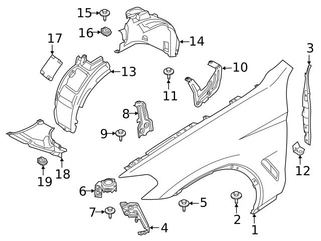 Genuine BMW 51717422971 Fender Liner Extension; Right - BMW