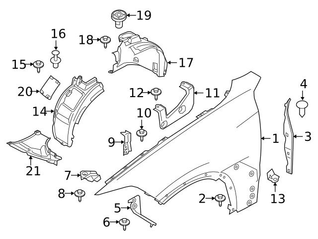 Genuine BMW 51718069308 Fender Liner Extension; Right - BMW