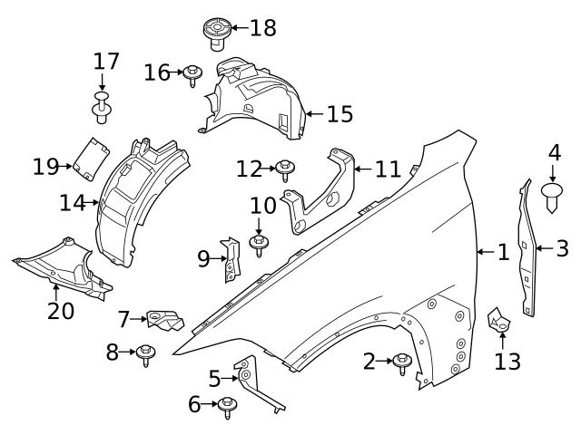 Genuine BMW 51718090248 Fender Liner Extension; Right - BMW