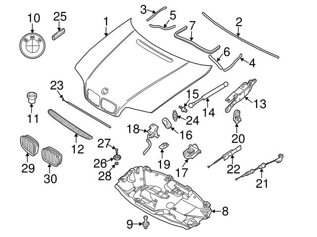 Genuine BMW 51718215919 Hood Seal; Rear - BMW