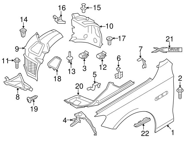 Genuine BMW 51757193494 Fender Liner Extension; Right - BMW