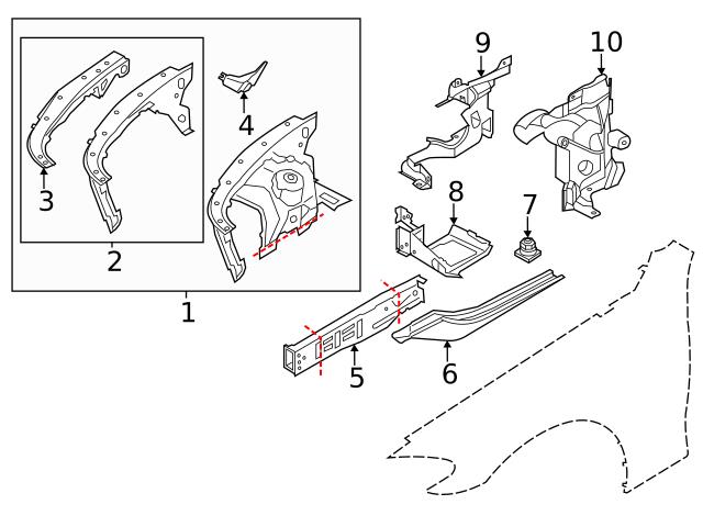Genuine BMW 51757228686 Fender Closing Plate; Front Right - BMW