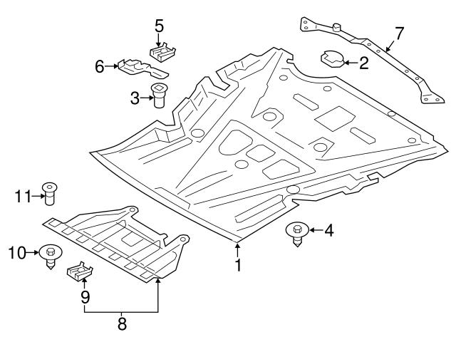 Genuine BMW 51757262626 Radiator Support Splash Shield Bracket; Rear - BMW
