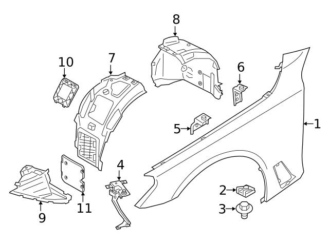 Genuine BMW 51757493367 Fender Liner Extension; Left - BMW