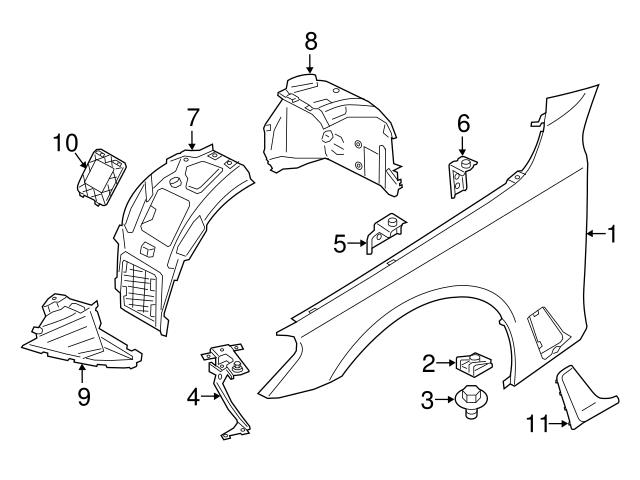 Genuine BMW 51758080062 Fender Liner Extension; Right - BMW | 51758060024