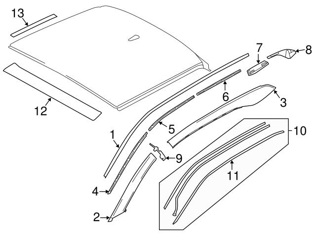 Genuine BMW 51767288982 Roof Panel Weatherstrip; Right - BMW