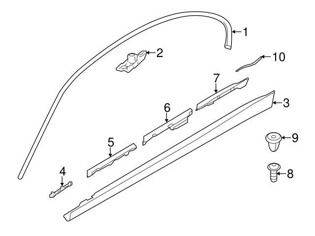 Genuine BMW 51777256920 Rocker Panel Molding Bracket; Rear Right - BMW