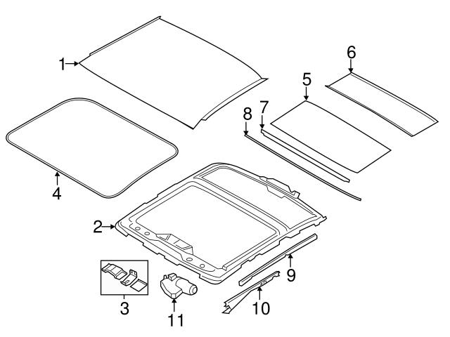 Genuine BMW 54107292437 Sunroof Cover; Front - BMW