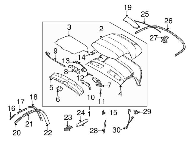 Genuine BMW 54317043897 Convertible Top Frame Guide; Left - BMW