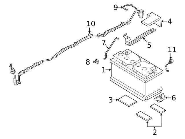 Genuine BMW 61128796155 Positive Battery Junction Block Cable; Rear ...