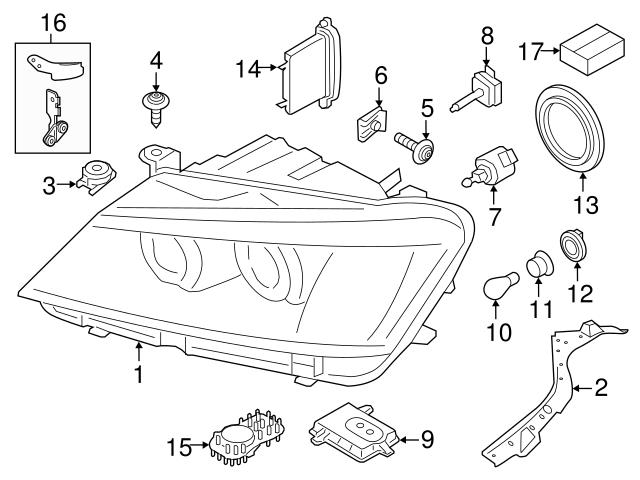 Genuine BMW 63128523990 Headlight Switch Light Bulb; Left, Right - BMW