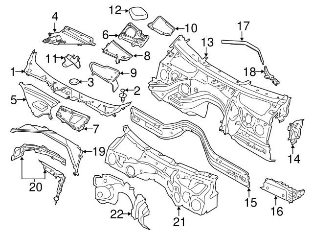 Genuine BMW 64319353042 Cowl Grille Screen; Right - BMW | 64319206485