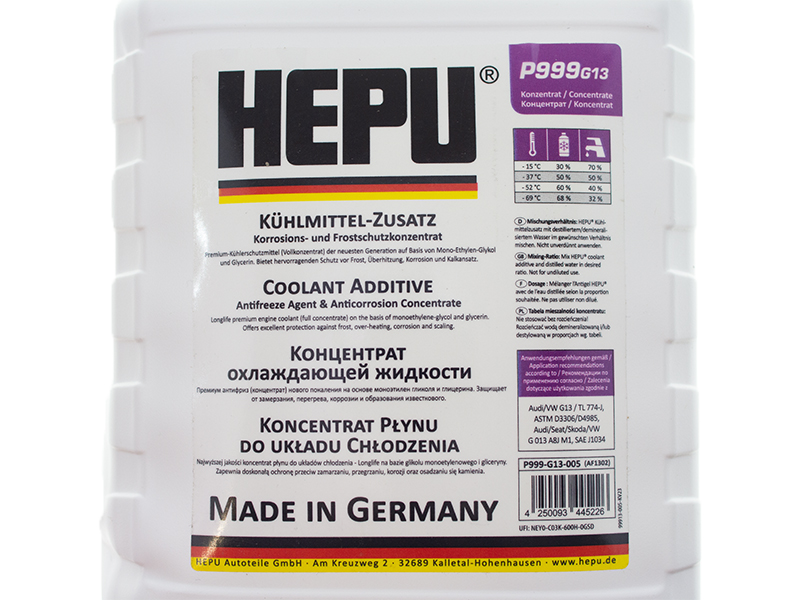 Hepu G013A8JM15L, P999G13005 Antifreeze/Coolant - Audi, VW