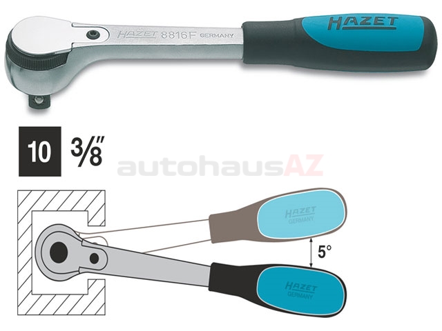 HAZET HZ-8816F Ratchet Wrench; 3/8 inch Drive; Fine Tooth; 199mm Length | 8816F