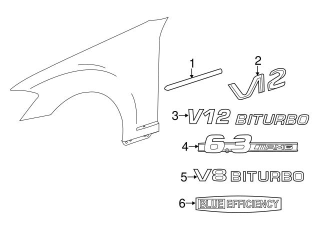 Genuine Mercedes 0008170214 Fender Emblem; Front Left/Right - Mercedes