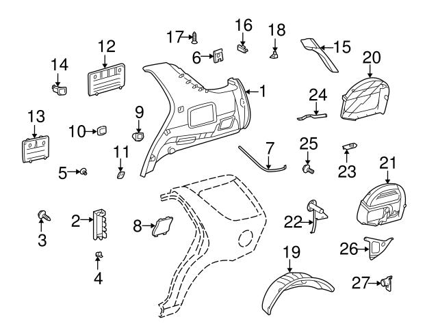 Genuine Mercedes 0009889125 A Pillar Trim Panel Clip; Left Rear, Right ...