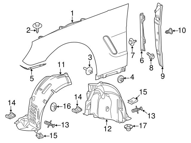 Genuine Mercedes 0009909611 Fender Support Bolt; Left, Right - Mercedes