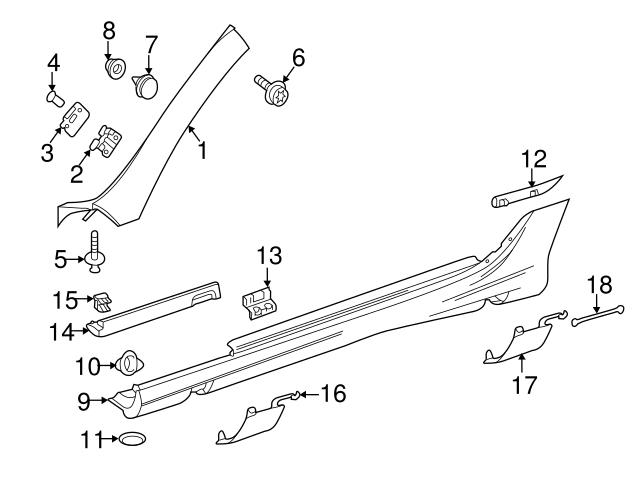 Genuine Mercedes 0009911098 Rocker Panel Molding Clip; Front Lower ...