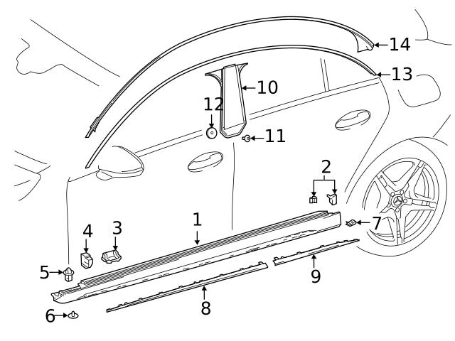 Genuine Mercedes 0009916700 Rocker Panel Molding Bracket; Left, Right ...