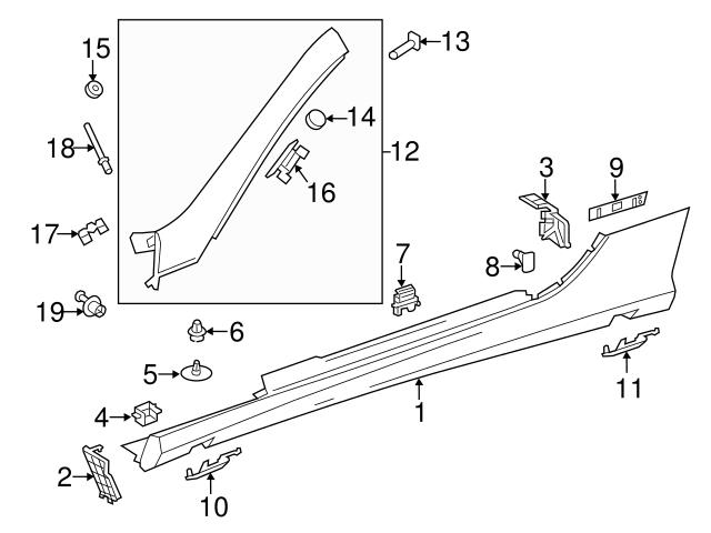 Genuine Mercedes 0019910998 Rocker Panel Molding Clip; Upper Left/Right ...