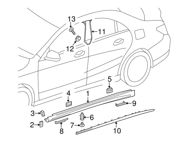 Genuine Mercedes 0019914471 Rocker Panel Molding Clip; Front Upper Left ...