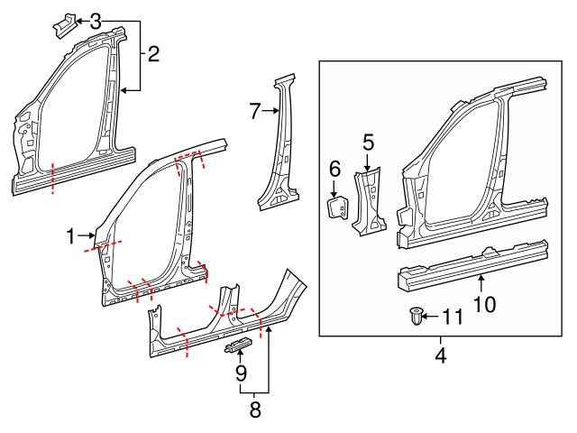 Genuine Mercedes 0039914370 Rocker Panel Clip; Left Inner, Right Inner ...