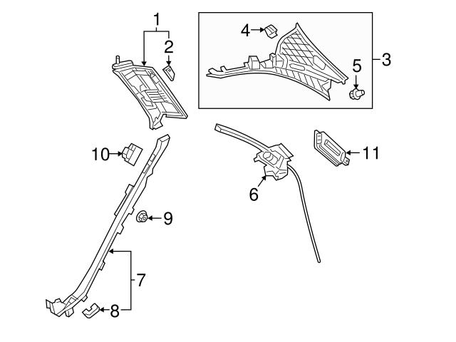 Genuine Mercedes 0039916970 C Pillar Trim Panel Clip; Upper Left/Right ...