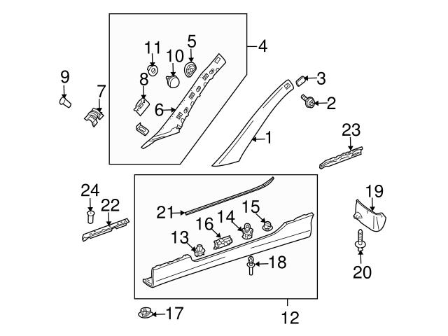 Genuine Mercedes 0119886078 Rocker Panel Molding Clip; Left, Right ...