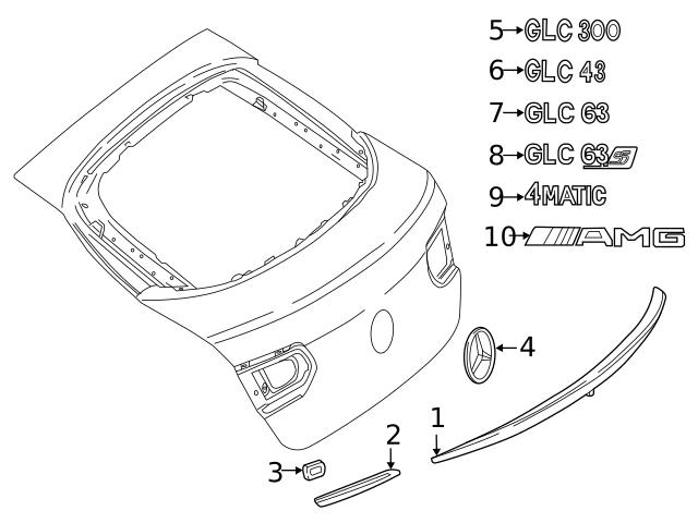 Genuine Mercedes 09981085009149 Hatch Emblem; Rear - Mercedes