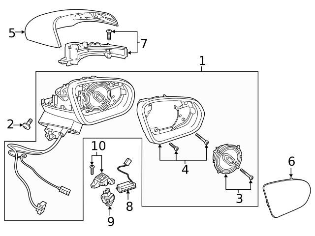 Genuine Mercedes 09981175009191 Door Mirror Cover; Front Left Upper ...