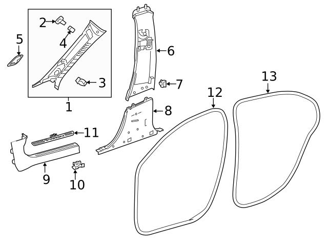 Genuine Mercedes 0999910570 A Pillar Trim Panel Clip; Left, Right ...
