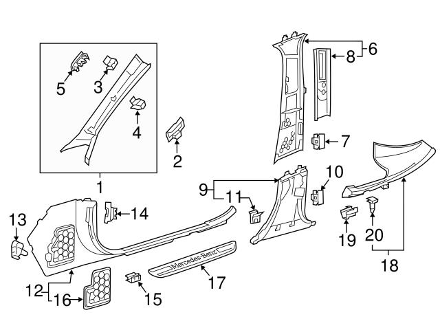 Genuine Mercedes 0999910670 A Pillar Trim Panel Clip; Left, Right ...